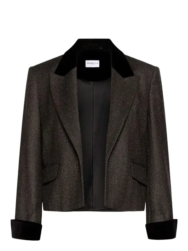 Marella Long-sleeve Cropped Blazer - Black