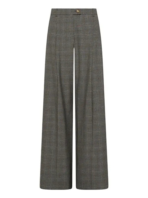 Marella Checked Casual Trousers - Black