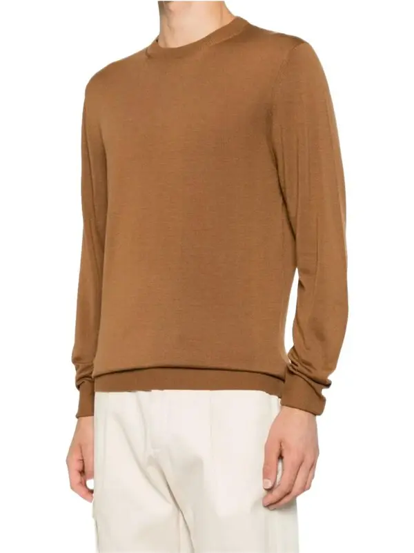 Canali Crew-neck Wool Sweater - Brown