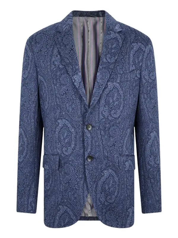 Etro Paisley-print Knit Blazer - Blue