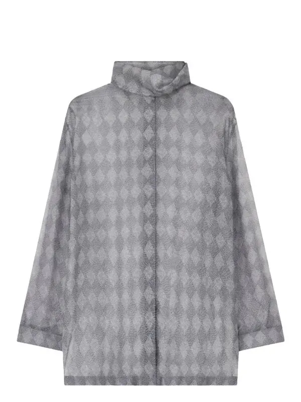 Giorgio Armani Button-up High Neck Shirt - Grey