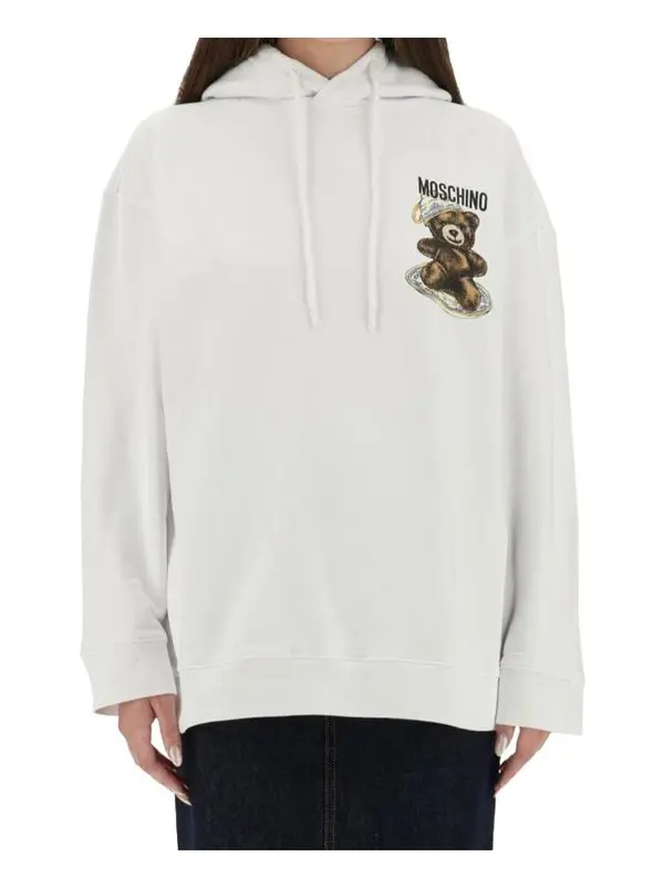 Moschino Drawstring Hooded Sweatshirt - White