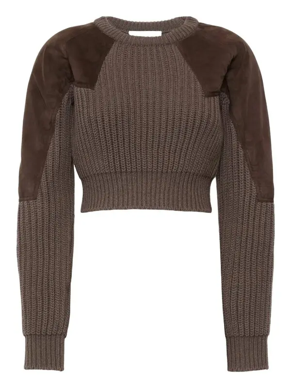 Max Mara Panelled Cropped Jumper - Mud