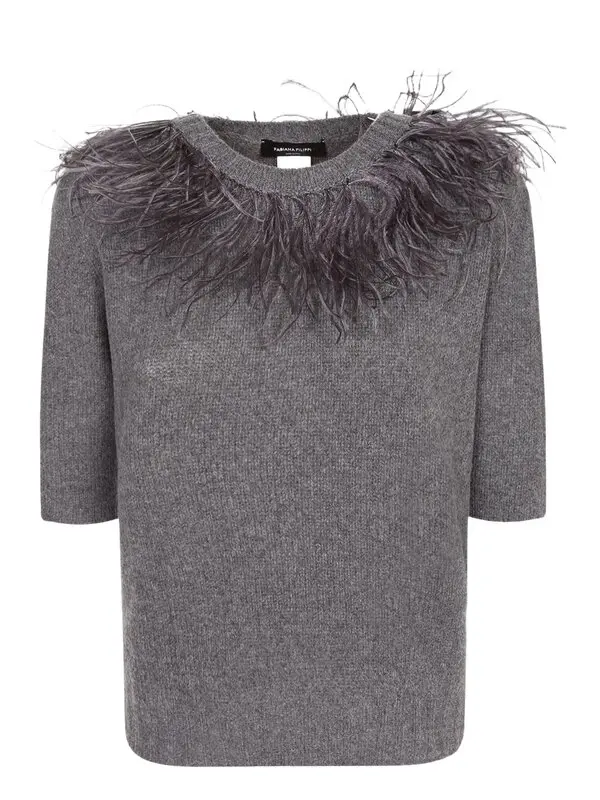 Fabiana Filippi Feather-trim Sweater - Grey