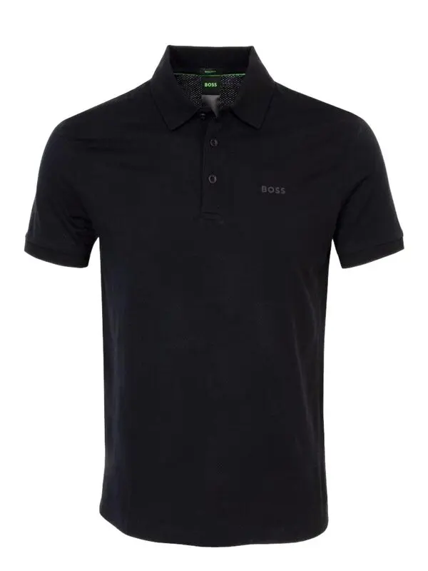 Hugo Boss Logo Cotton Polo Shirt - Black