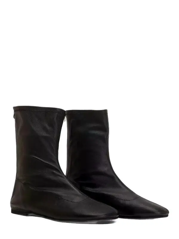 AMOMENTO Leather Ankle Boots - Black