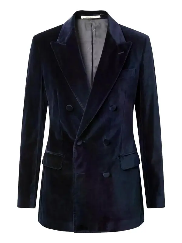 Tagliatore Double-breasted Velvet Blazer - Blue