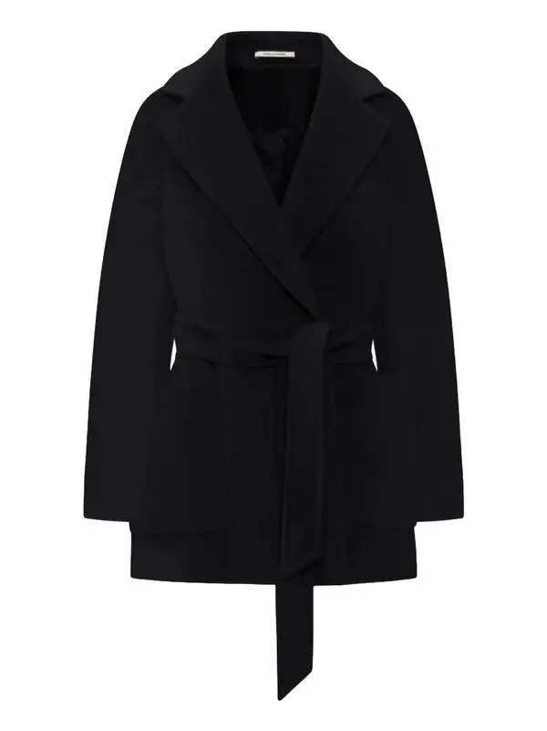Tagliatore Belted Wool Coat - Black