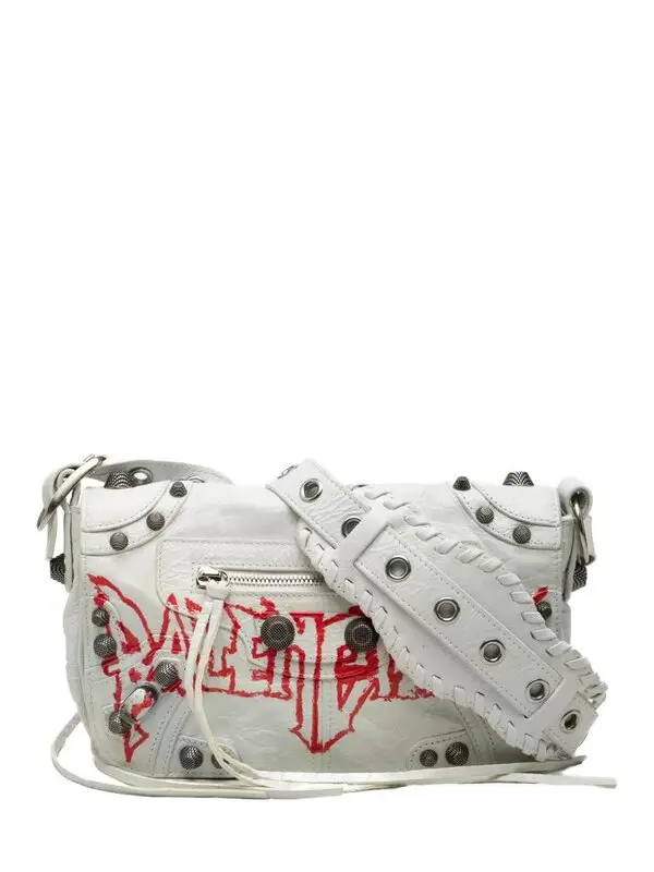 Balenciaga 2011 Lambskin Le Cagole Diy Metal Flap Xs Crossbody Bag - White