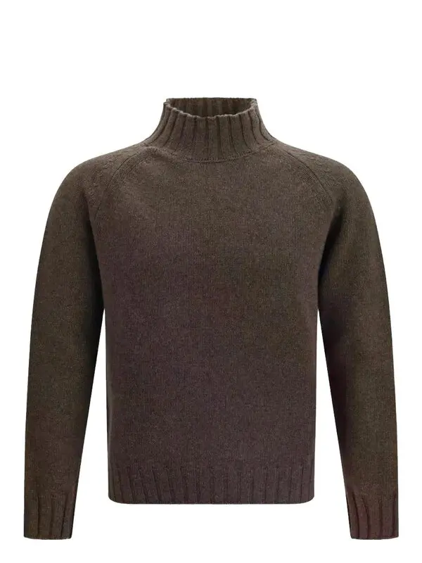 ARAGONA Ribbed-knit High-neck Sweater - Brown