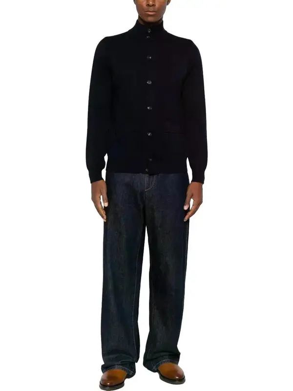 FILIPPO DE LAURENTIIS Button-up High-neck Sweater - Blue
