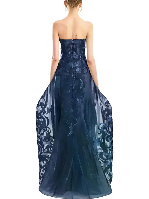 GEMY MAALOUF Strapless Jacquard Dress - Blue