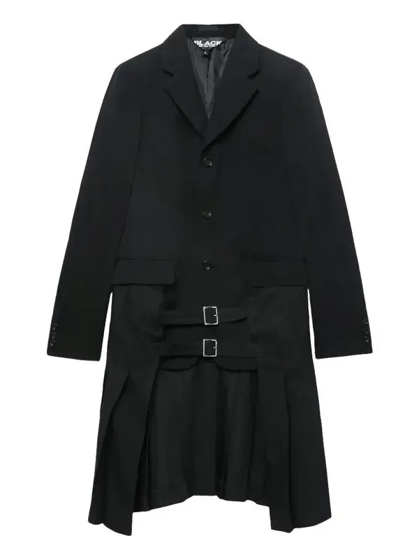 Comme Des Garçons Buckled Pleated Coat - Black