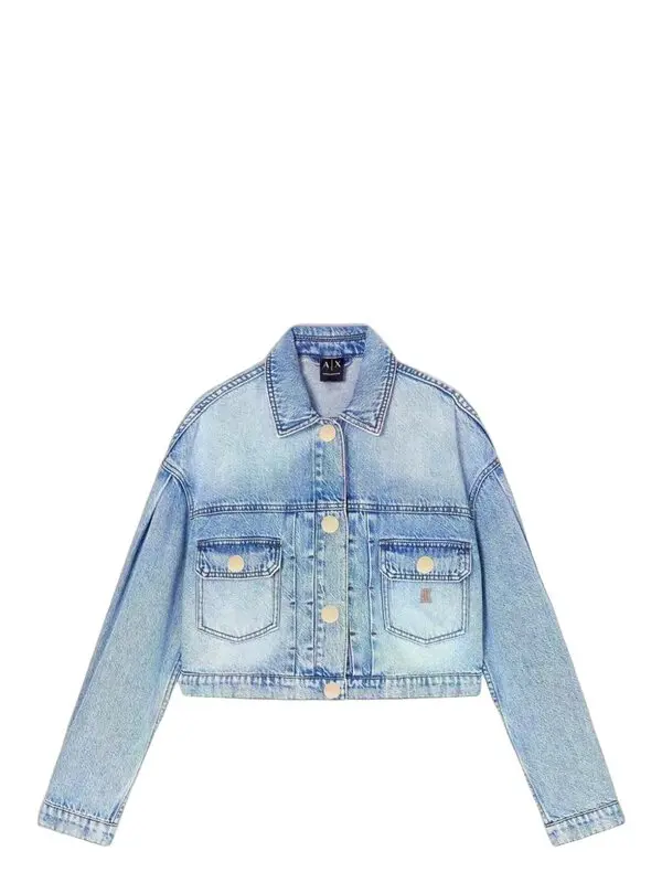 Armani Exchange Cropped Denim Jacket - Blue