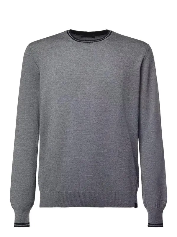 FAY Elbow-patch Crew-neck Sweater - Grey