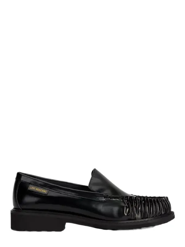 Moschino Stitched-detail Leather Loafers - Black
