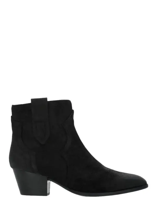 Ash Flare Suede Ankle Boots - Black