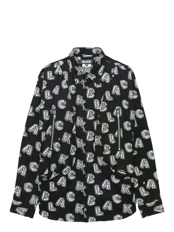 Comme Des Garçons Alphabet-print Zip-detail Shirt - Black