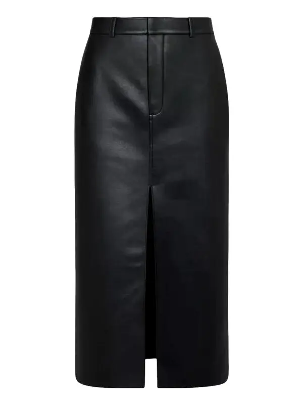 THE FRANKIE SHOP Midi Maybelle Front-slit Belt-loop Skirt - Black