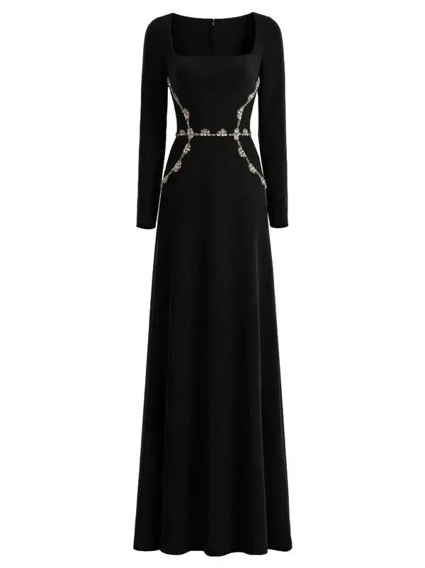 GEMY MAALOUF Bead-embellished Square-neck Dress - Black