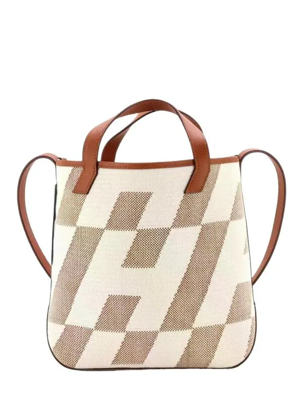Hermès Cabas H En Biais Tote Canvas With Leather 27 Shoulder Bag - Brown