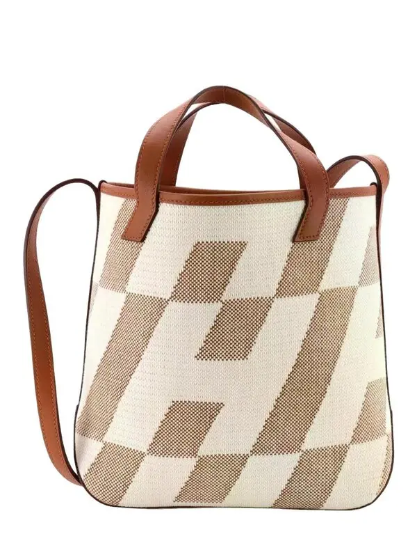 Hermès Cabas H En Biais Tote Canvas With Leather 27 Shoulder Bag - Brown