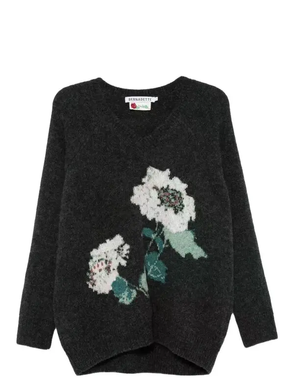 Bernadette Kane Floral-intarsia Sweater - Grey