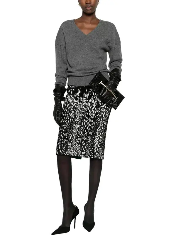 TOM FORD Lynx Jacquard Midi Pencil Skirt - Black