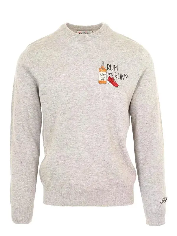 MC2 SAINT BARTH Embroidered Crew-neck Sweater - Grey