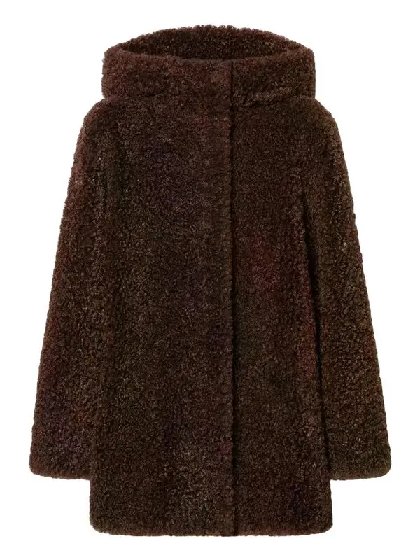 RRD Hooded Teddy-texture Coat - Brown