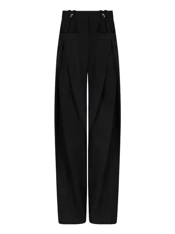 Rabanne Tailored Wide Leg Trousers In Wool - Black