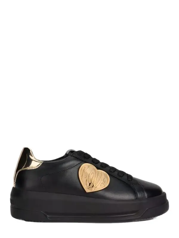 Moschino Heart-motif Metallic-trim Sneakers - Black