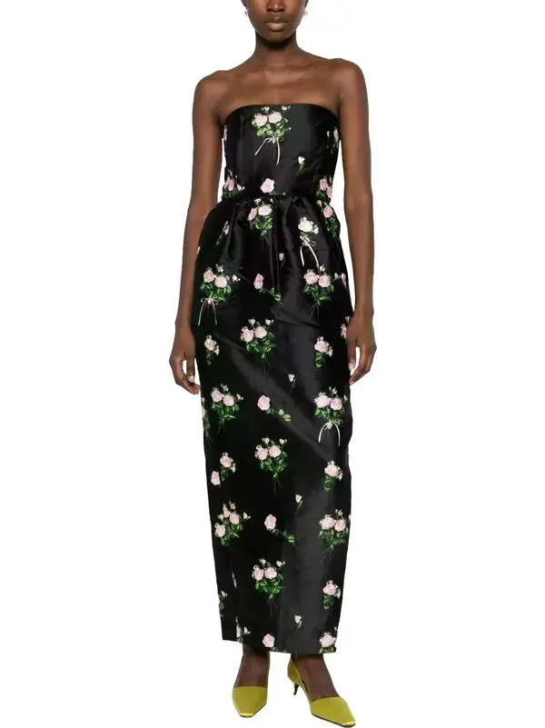 Bernadette Lena Embroidered Maxi Dress - Black