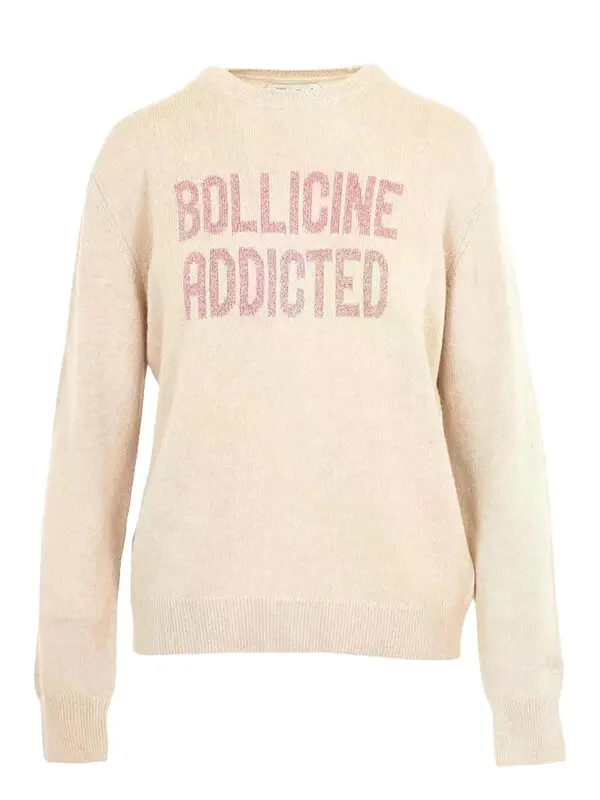 MC2 SAINT BARTH Beige New Queen Crewneck Knit With Bollicine Addicted Lurex Embroidery - Neutrals