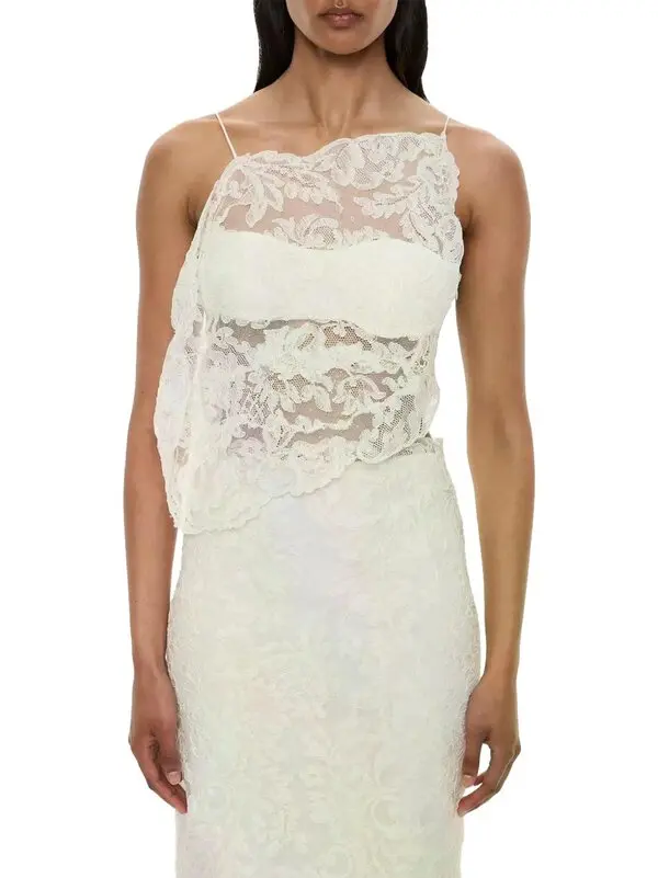 Christopher Esber Reverie Floating Lace Cami Tank Top - White