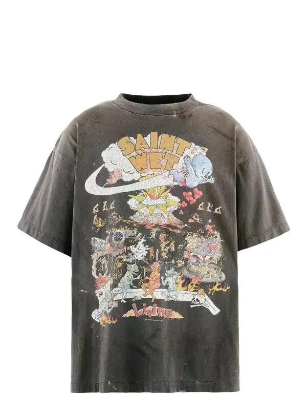SAINT MXXXXXX Graphic-print T-shirt - Black