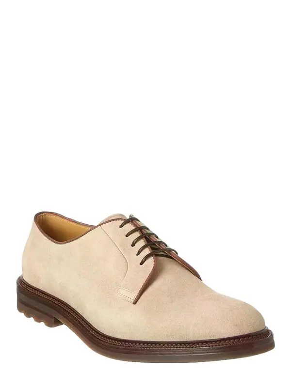 Brunello Cucinelli Suede Leather Derby Shoes - Brown