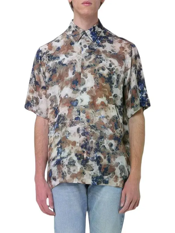 Armani Exchange Abstract-print Short-sleeve Shirt - Neutrals