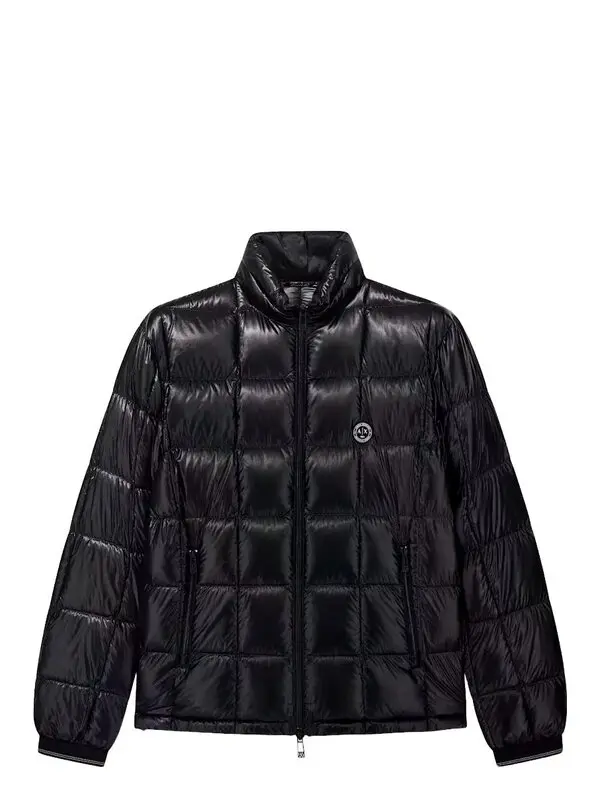 Armani Exchange Quilted Logo-patch Padded Jacket - Black