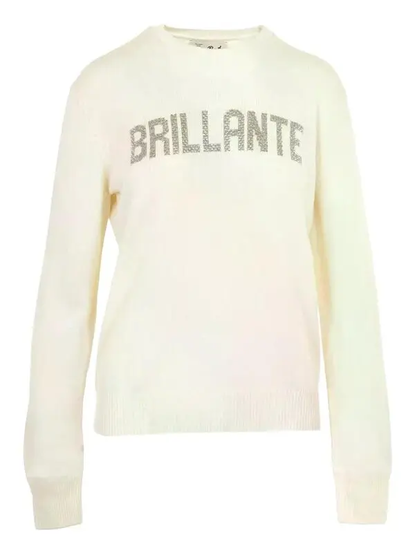 MC2 SAINT BARTH Crystal-embellished Logo-knit Sweater - Neutrals