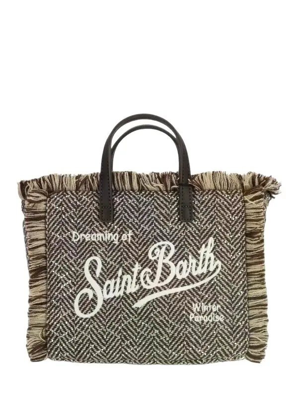 MC2 SAINT BARTH Vanity Mini Herringbone-knit Tote Bag - Brown