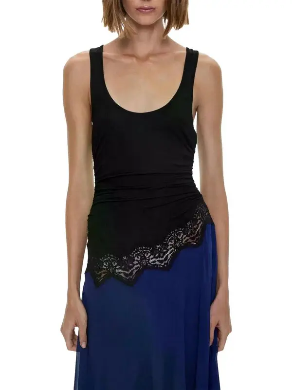 Christopher Esber Cutaway Lace-panelled Handkerchief-hem Midi Dress - Blue