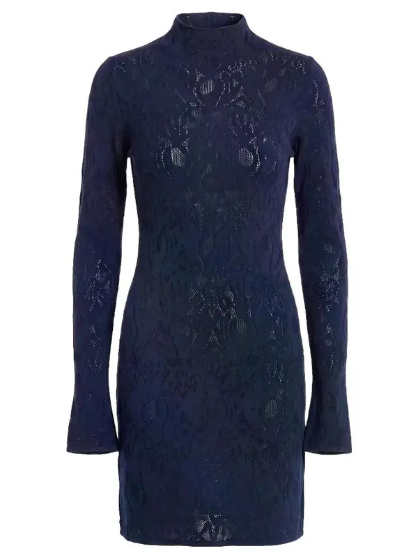 DONDUP Open-knit Long-sleeved Mini Dress - Blue