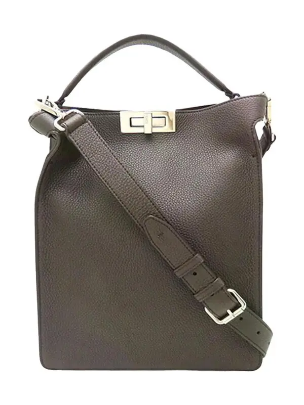 Fendi 2010-2026 Small Calfskin Peekaboo X Lite Satchel - Brown
