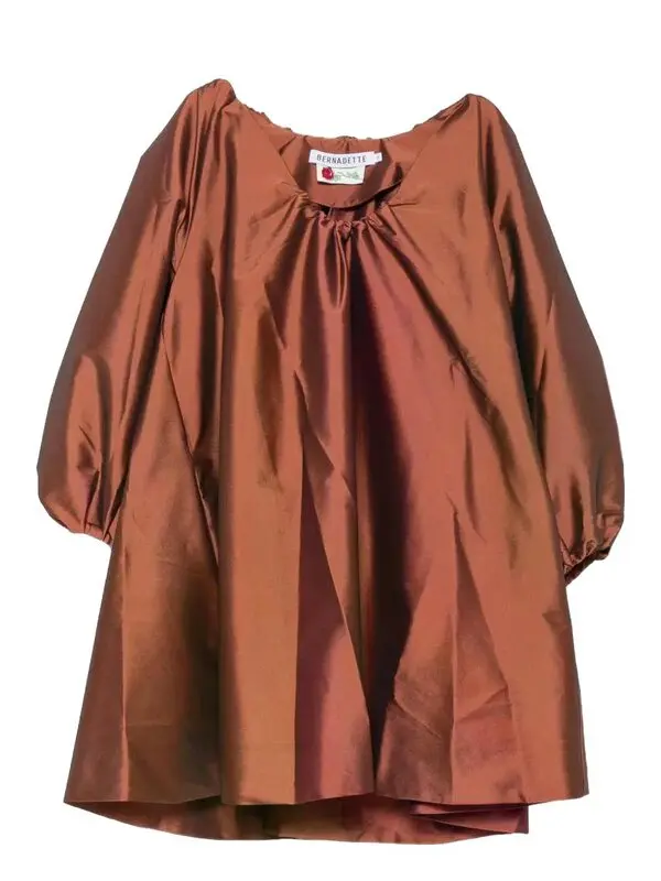 Bernadette George Puff-sleeve Mini Dress - Brown