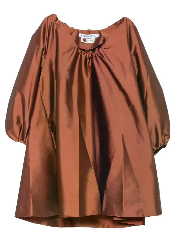 Bernadette George Puff-sleeve Mini Dress - Brown