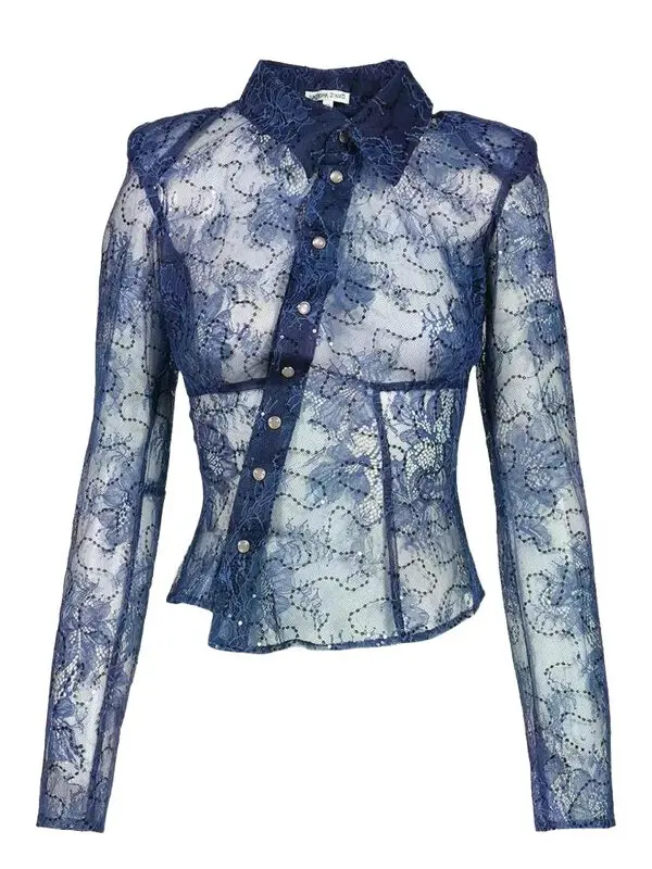 Natasha Zinko Blouska Sequin-embellished Lace Shirt - Blue