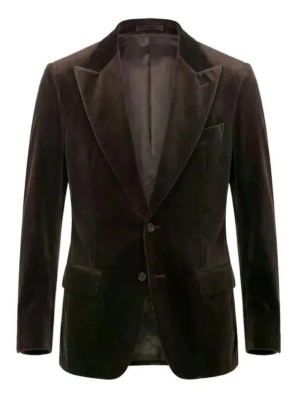 LARDINI Attitude Drop 7 Reg Velvet Peak-lapel Blazer - Brown