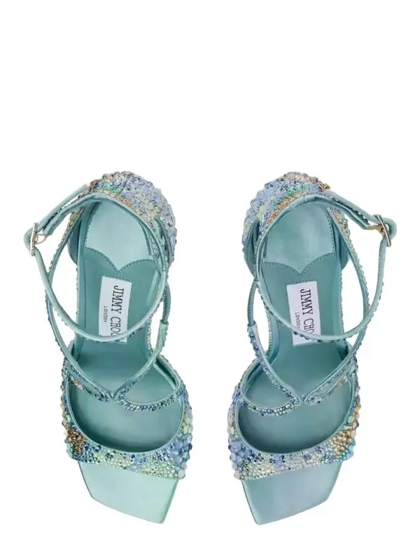 JIMMY CHOO Azia 95 Crystal-embellished Sandals - Blue