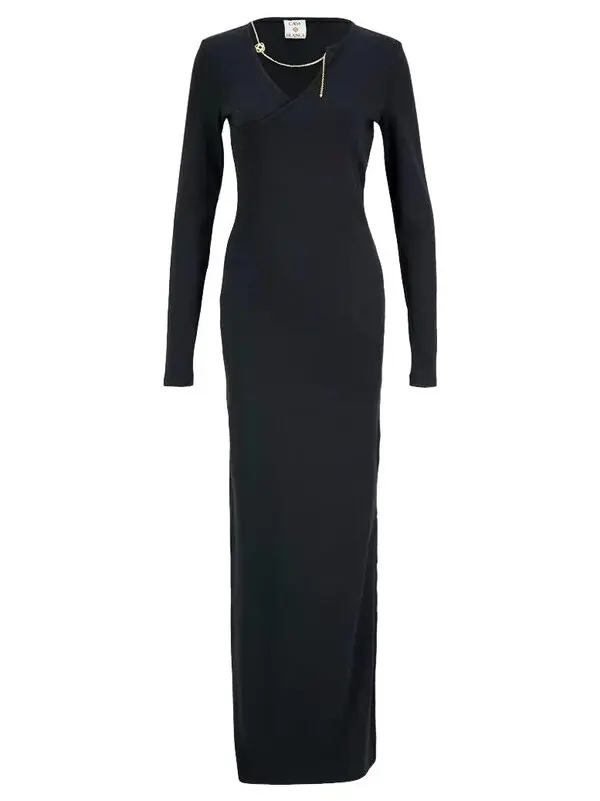 Casablanca Jewellery-embellished Ribbed Maxi Dress - Black